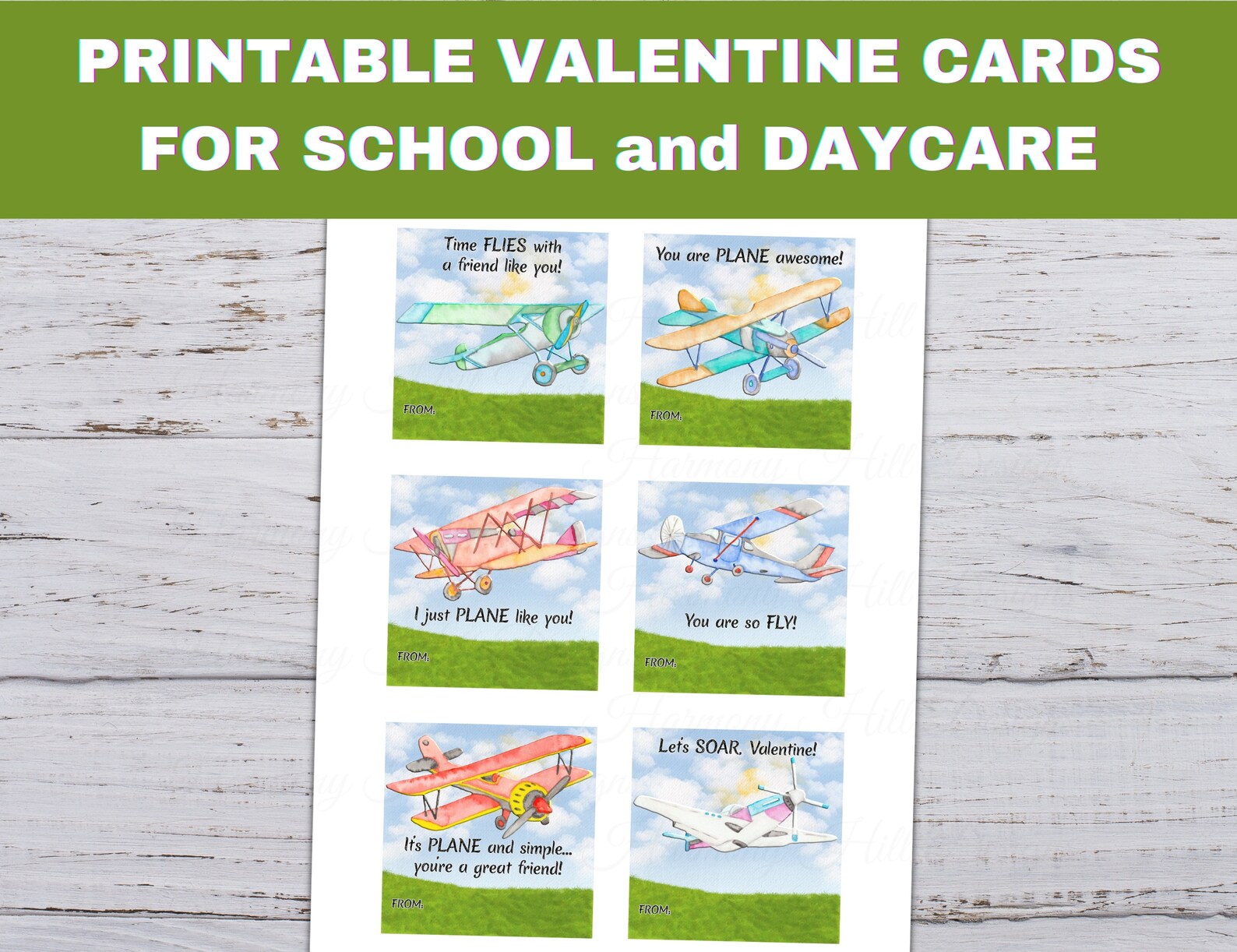 Airplane Valentine Cards, Printable Planes Valentine Cards, Classroom ...