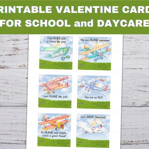 Airplane Valentine Cards, Printable Planes Valentine Cards, Classroom ...