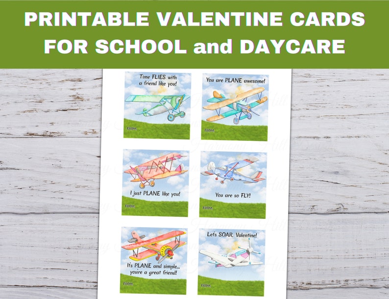 Airplane Valentine Cards, Printable Planes Valentine Cards, Classroom ...