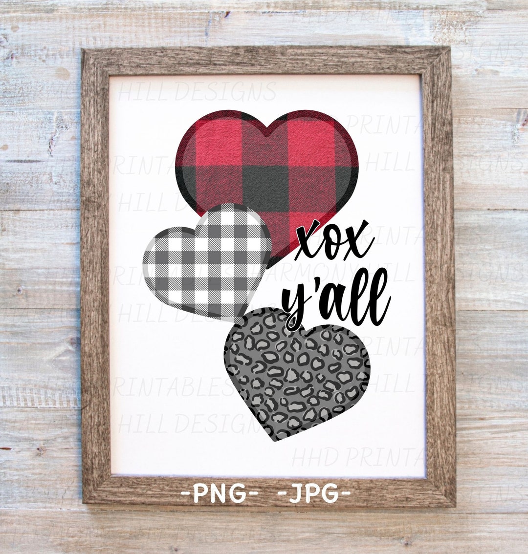 XOX Y'all Printable, Plaid Leopard Animal Print Hearts, Love Print, Xox ...