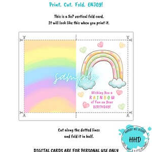 Rainbow Birthday Card, Printable Rainbow Card, Boho Rainbow, Card and ...
