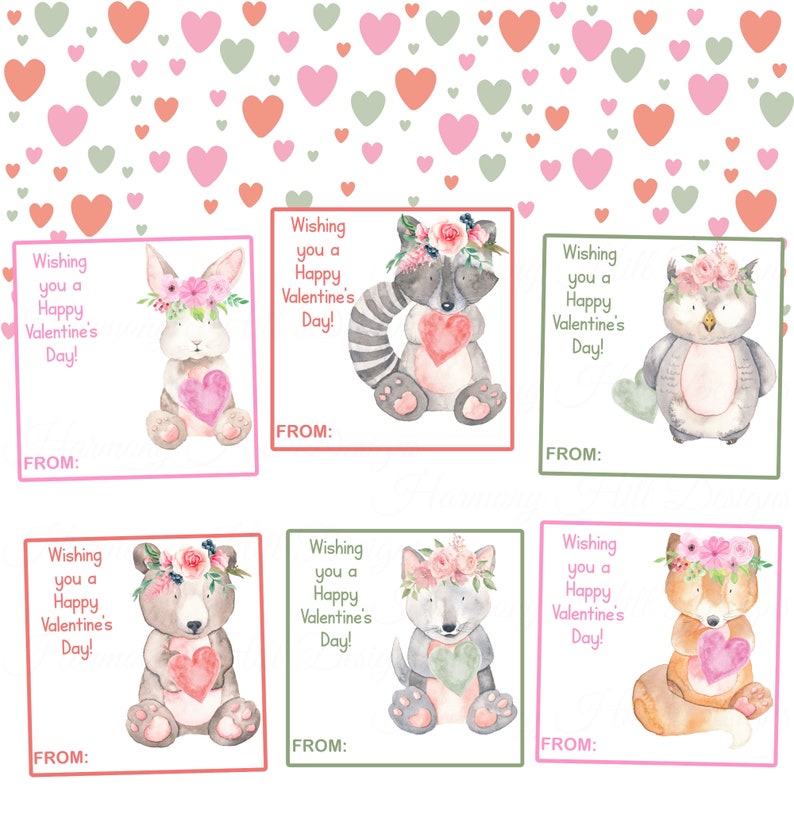Baby Animal Valentines, Printable Baby Animal Valentines, Valentine ...