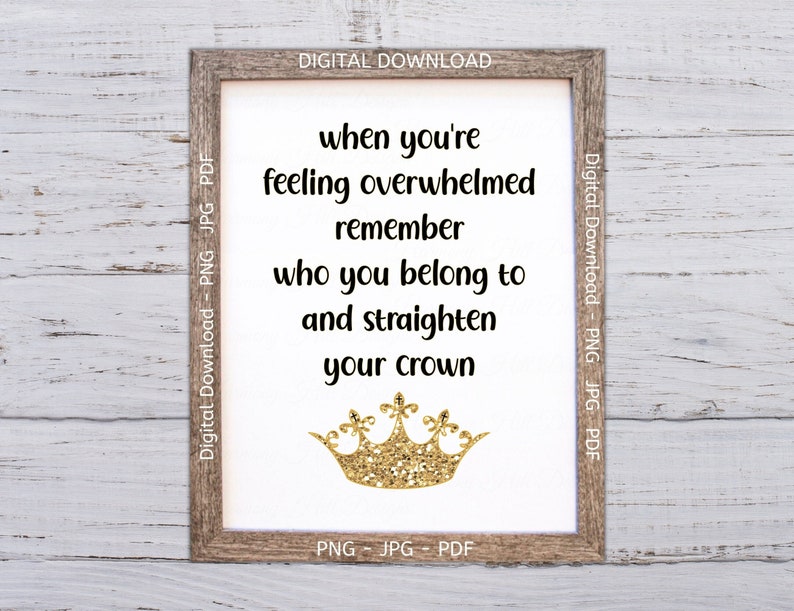 Straighten Your Crown Printable, Christian Wall Decor, Christian Crown ...