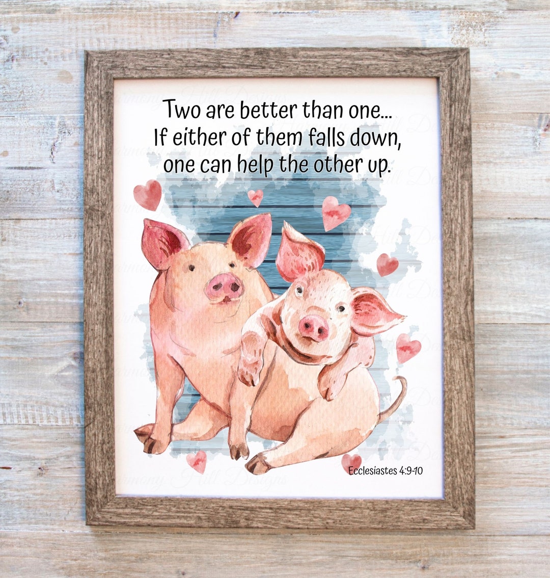 Pigs Printable, Ecclesiastes 4, Pig DIY Print, Pigs Wall Art, Pig ...