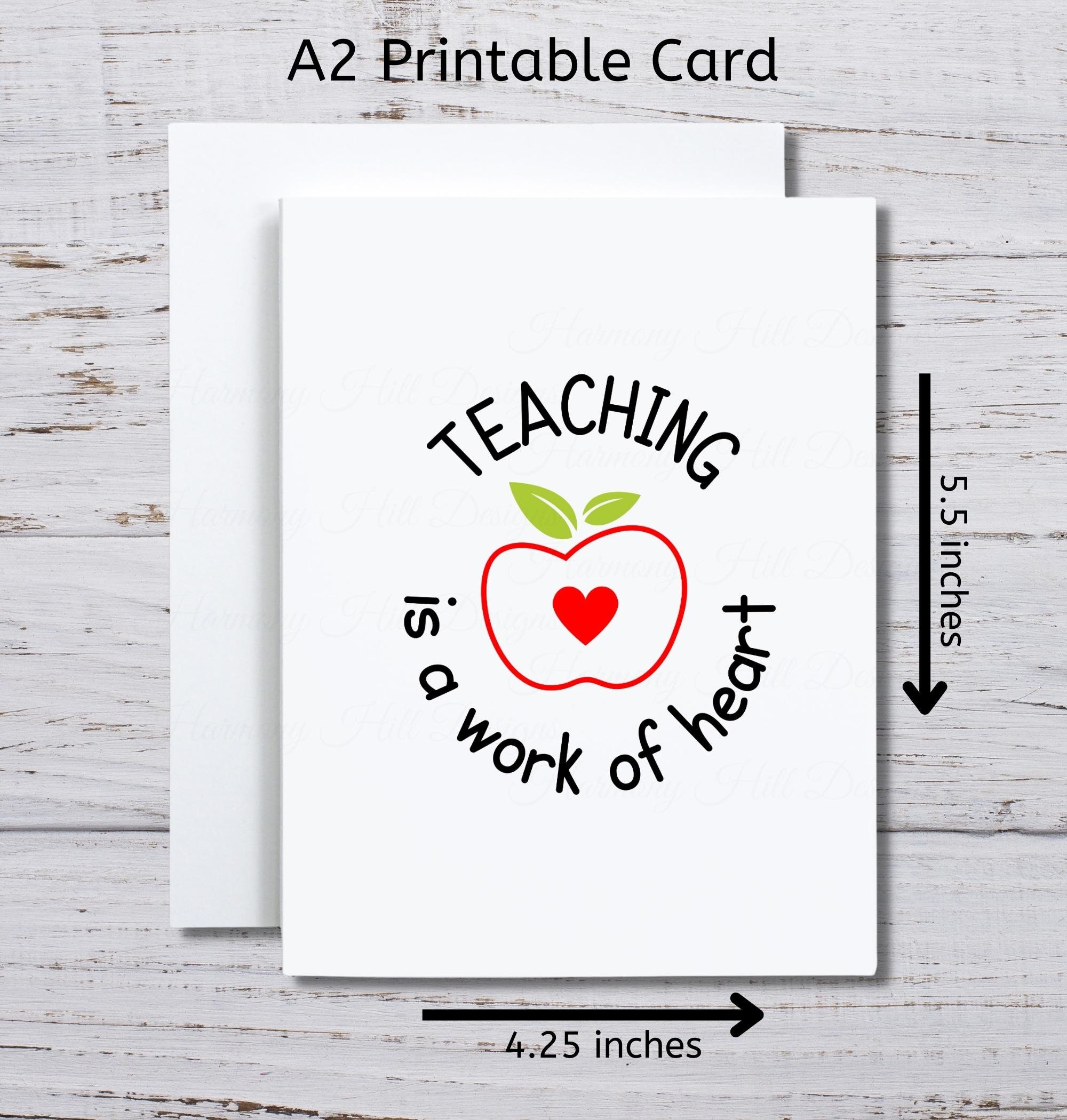 Teaching is a Work of Heart, Teacher Appreciation Card, Teacher Thank ...