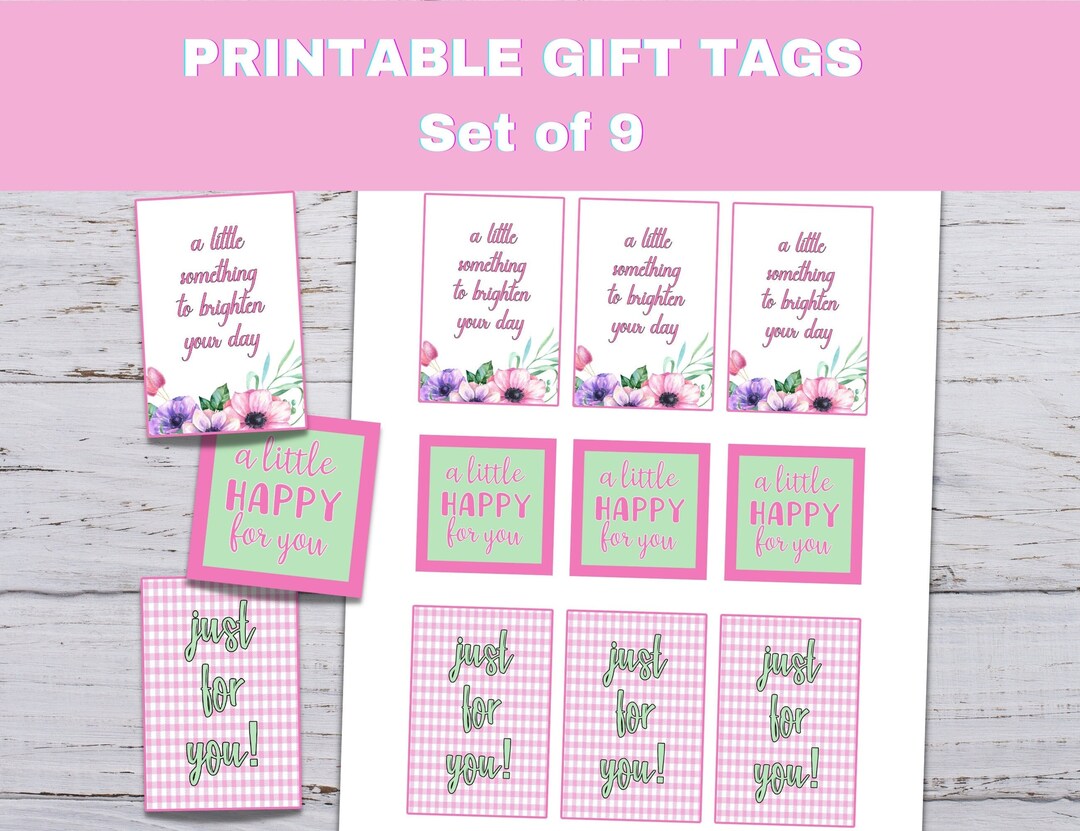 Printable Gift Tags, Just for You Gift Tags, Brighten Your Day Tags ...