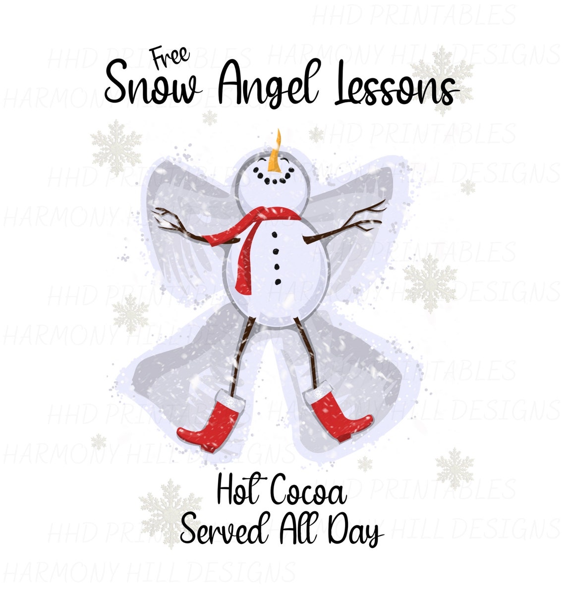 Snow Angel Printable, Snow Angel Snowman Print, PNG, JPG, Sublimation ...