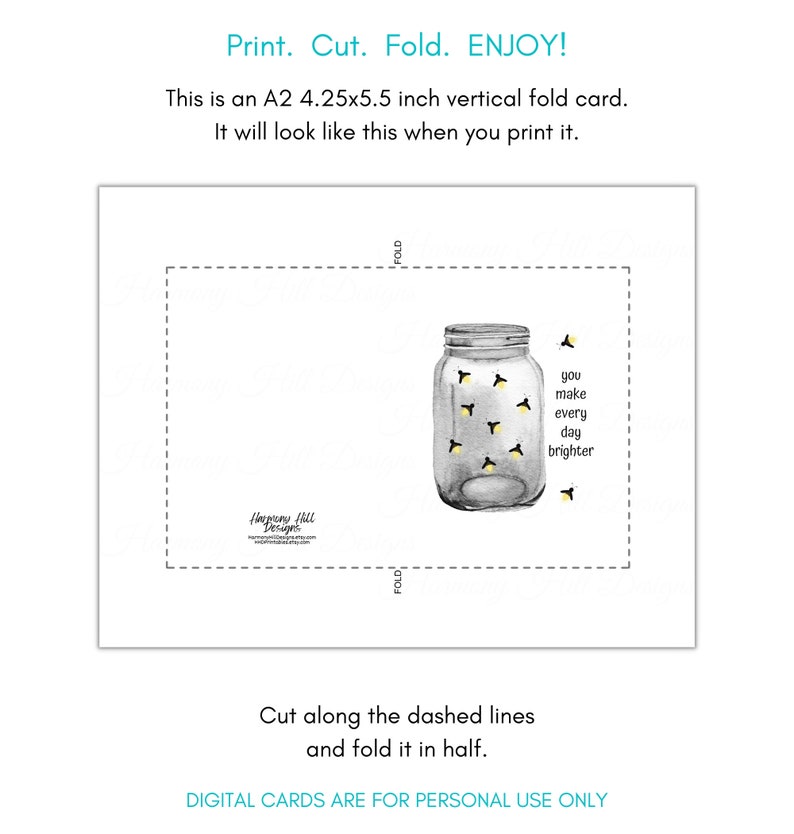 Firefly Card, Lightning Bug Card, You Make Every Day Brighter ...