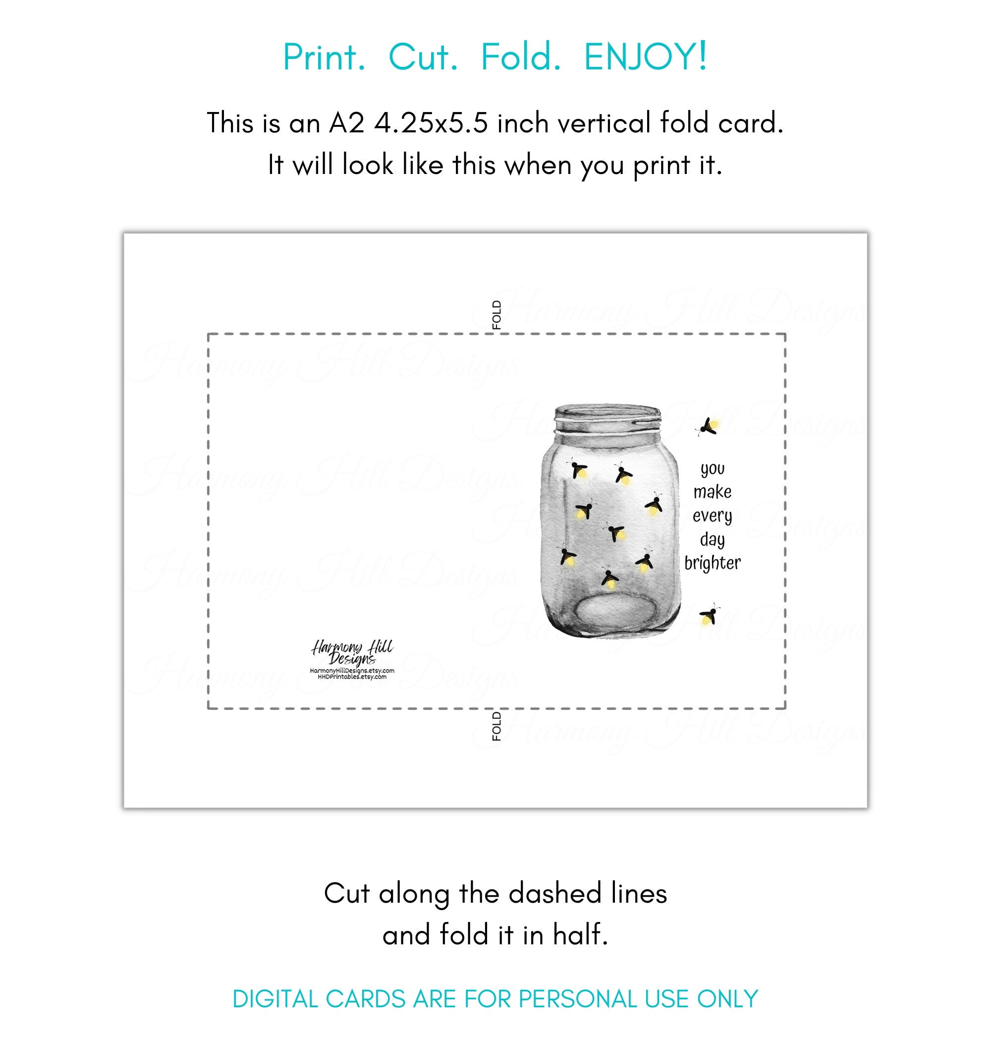 Firefly Card, Lightning Bug Card, You Make Every Day Brighter ...