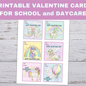 Unicorn Valentine Cards, Printable Unicorn Valentines for Class ...