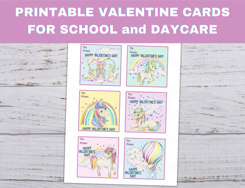 Unicorn Valentine Cards, Printable Unicorn Valentines for Class ...