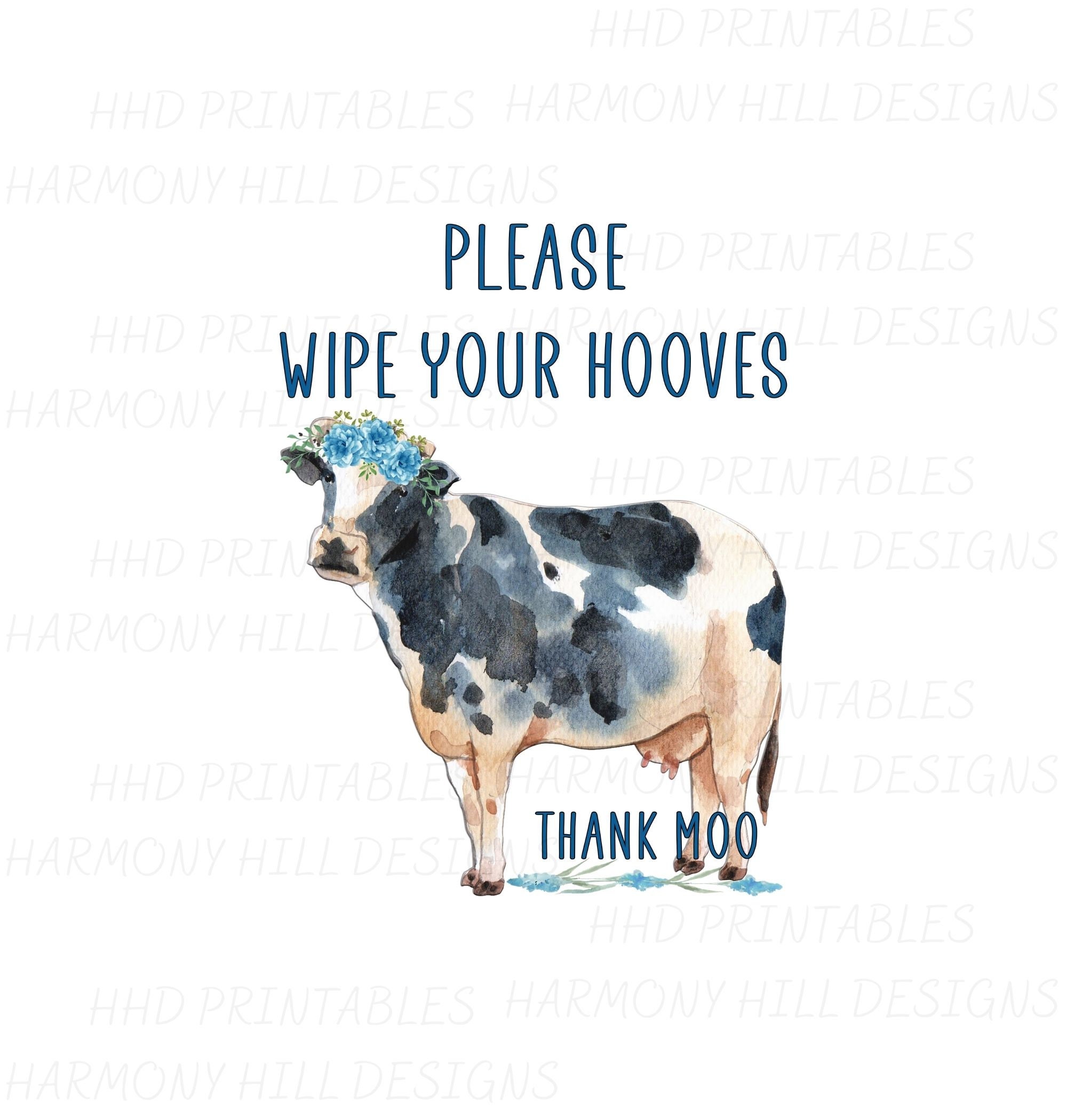 Cow Printable, Cow Print, Front Door Sign, Cow Wall Art, Wipe Your ...