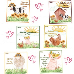 Farm Animals Valentine Cards, Printable Valentine Cards for School ...