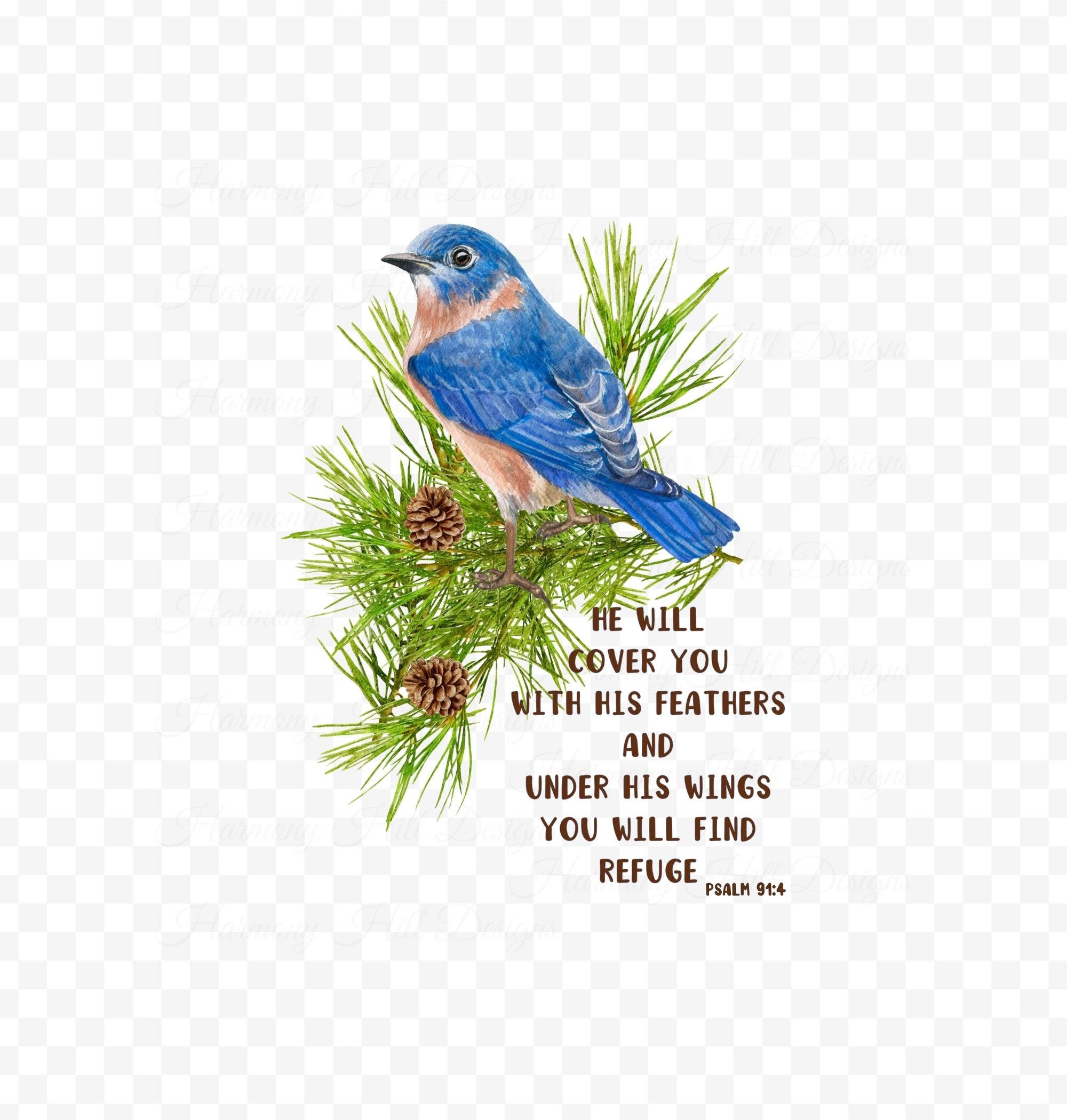 Bluebird Printable, Psalm 91 Wall Art, Christian Decor, Christian ...