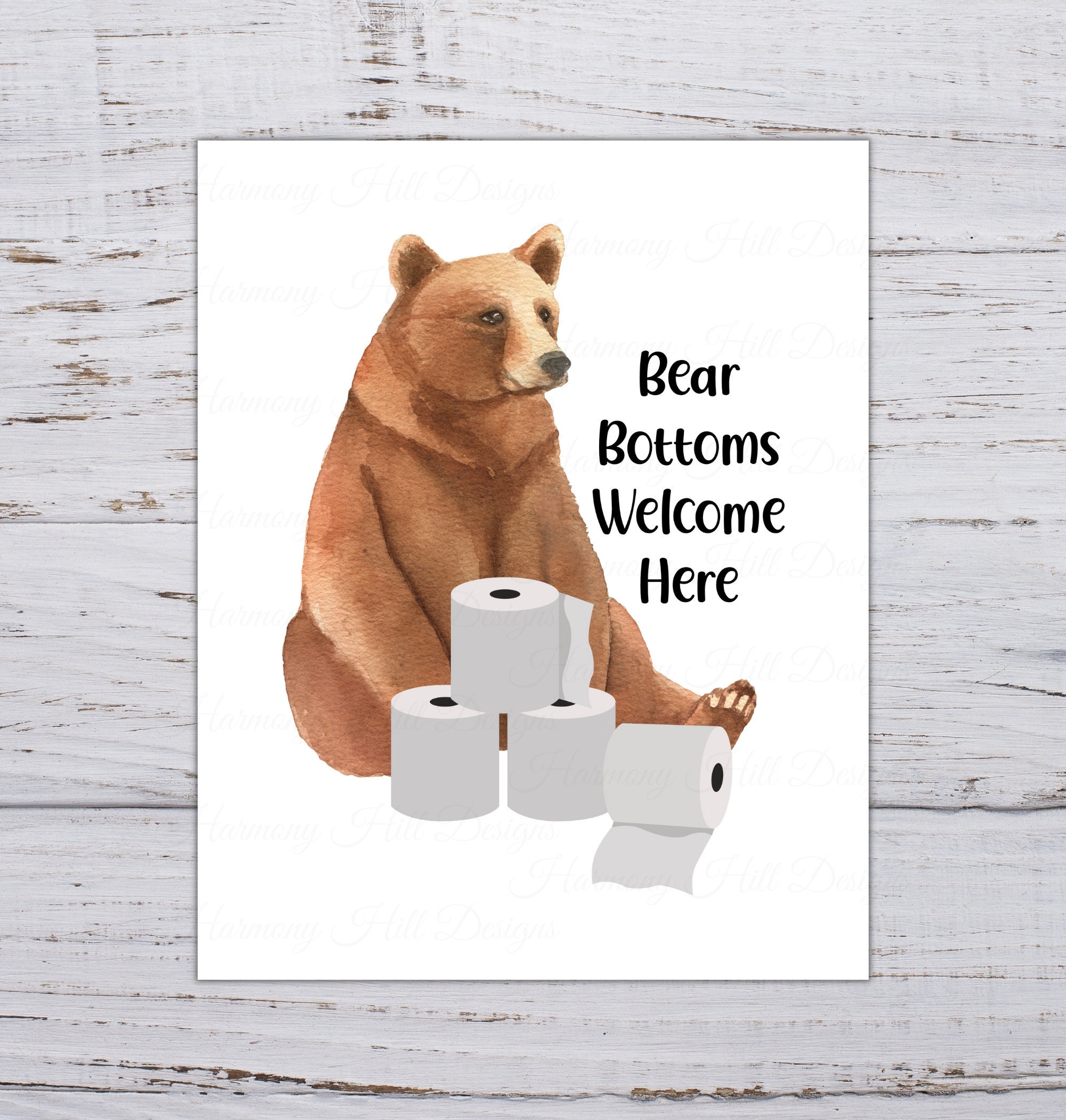 Bear Bottoms Welcome, Bathroom Bear Decor, Bear Bottoms Welcome Here ...