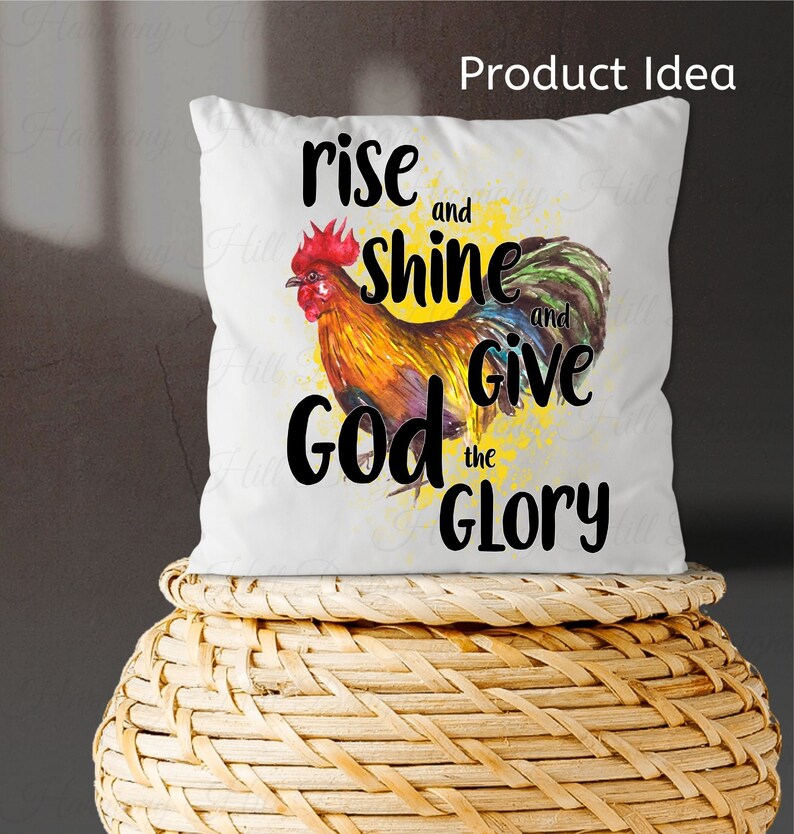 Rooster Sign, Christian Rooster Wall Art, Christian Rooster Print, Rise ...