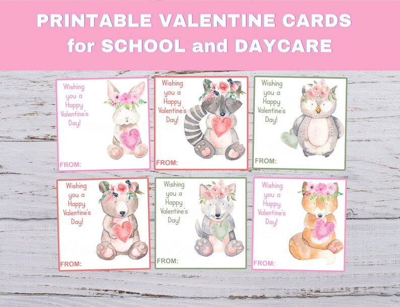 Baby Animal Valentines, Printable Baby Animal Valentines, Valentine ...