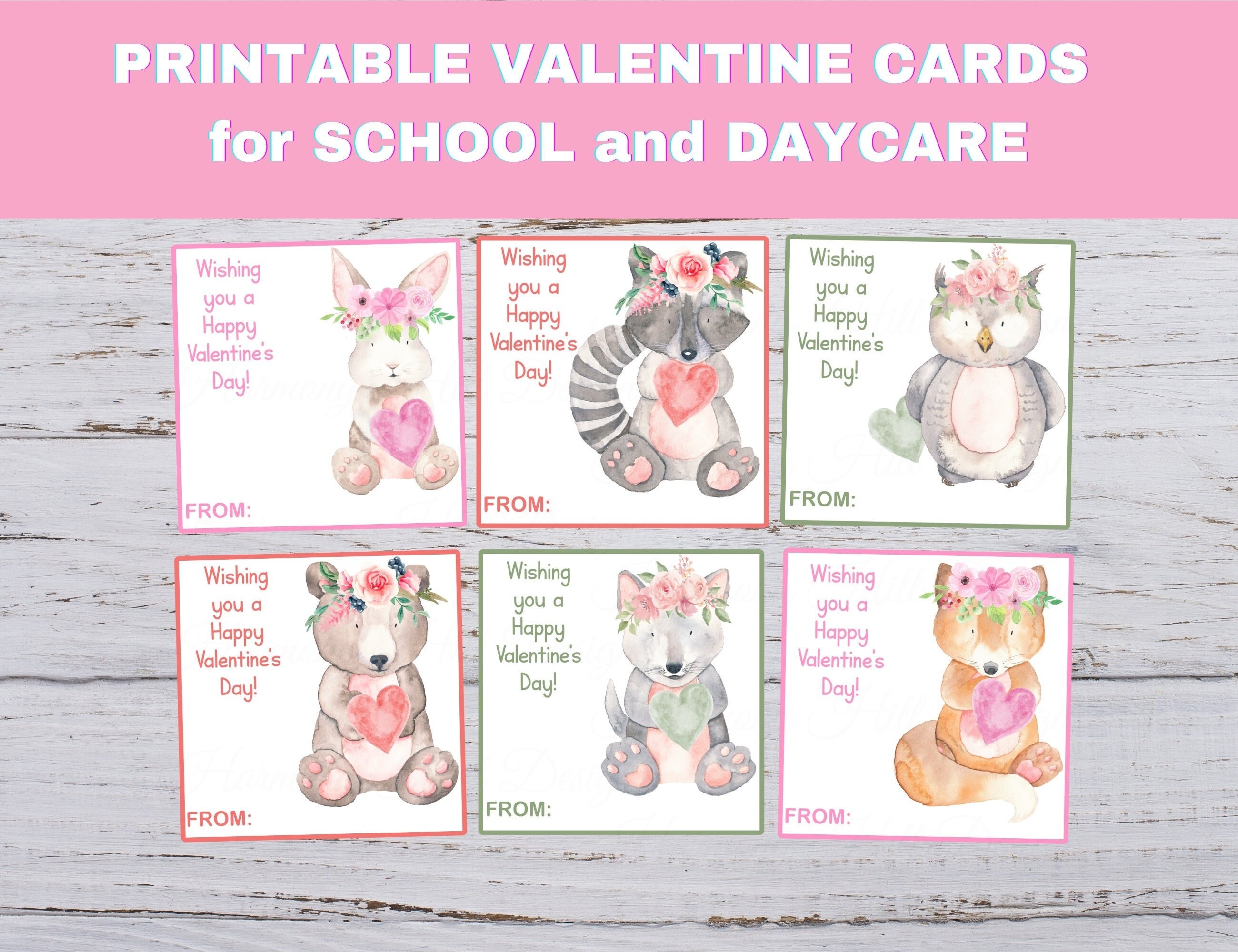 Baby Animal Valentines, Printable Baby Animal Valentines, Valentine ...