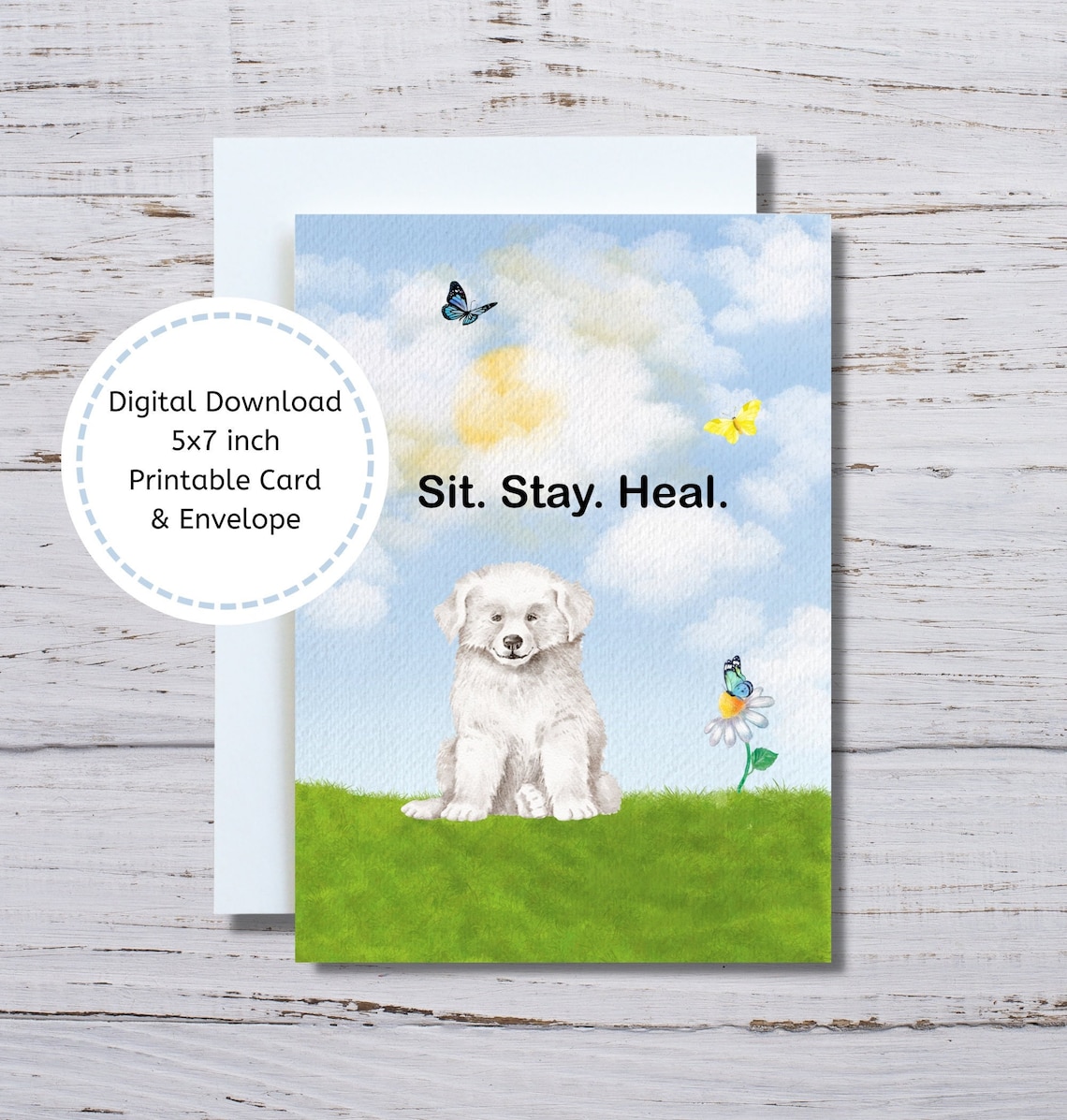 Get Well Card Printable White Dog Get Well Card Great - Etsy