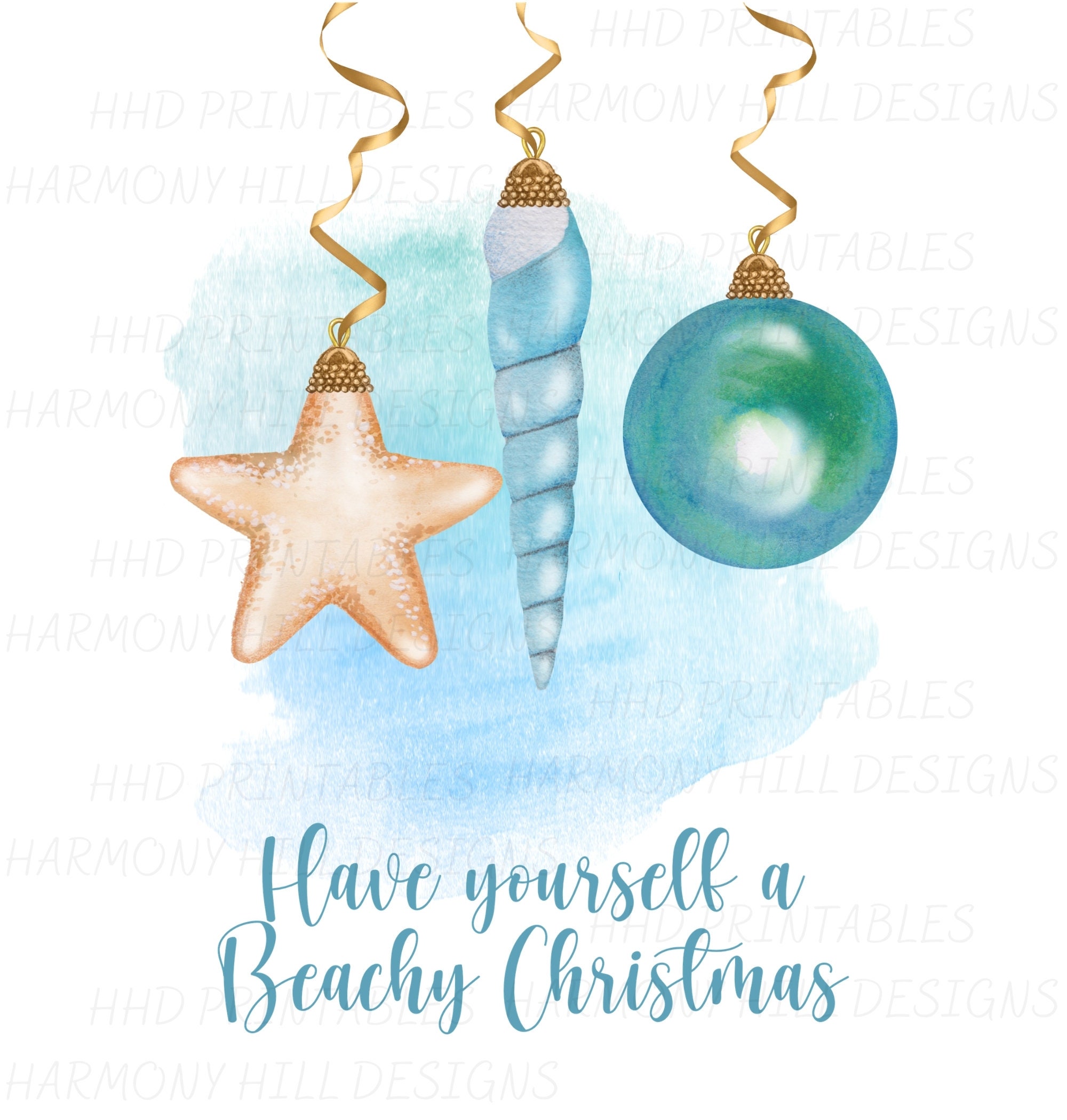 Beach Christmas Printable, Beach Printable, Beachy Christmas Print ...