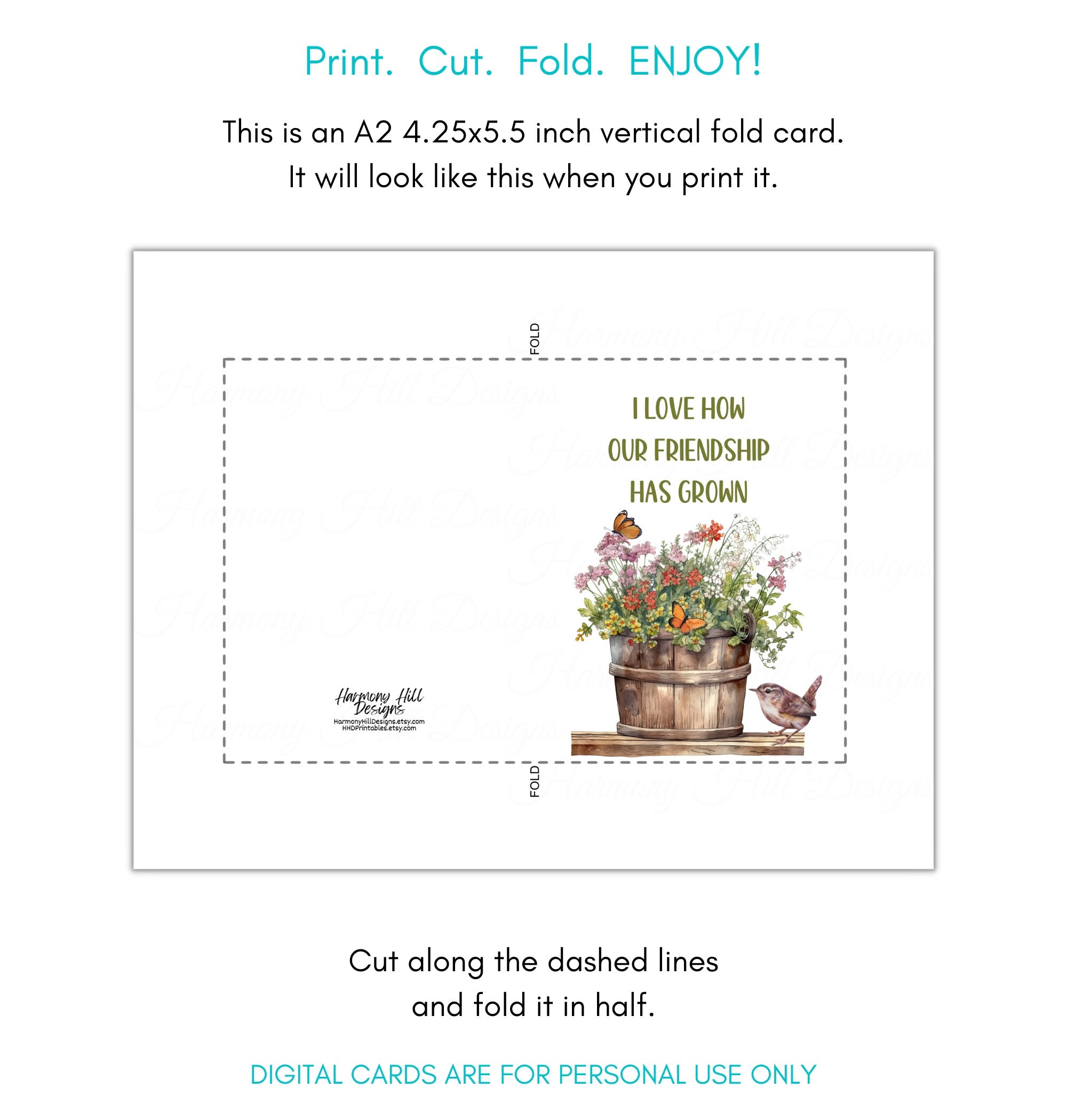 Friendship Card, Printable Card for Friend, Card for Friend, Digital ...