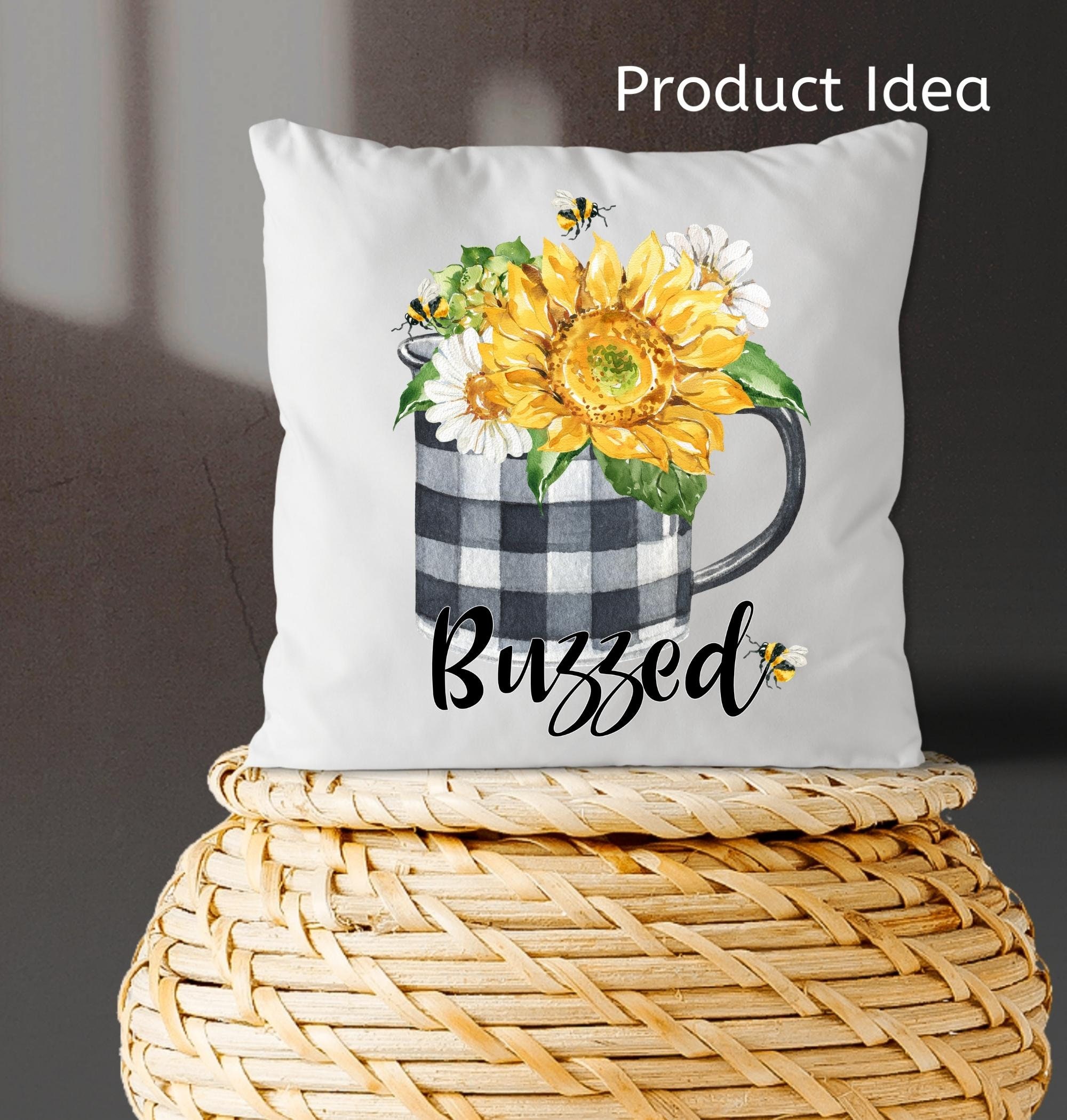 Buzzed Coffee Printable, Sunflowers and Bees, Buzzed Sublimation ...