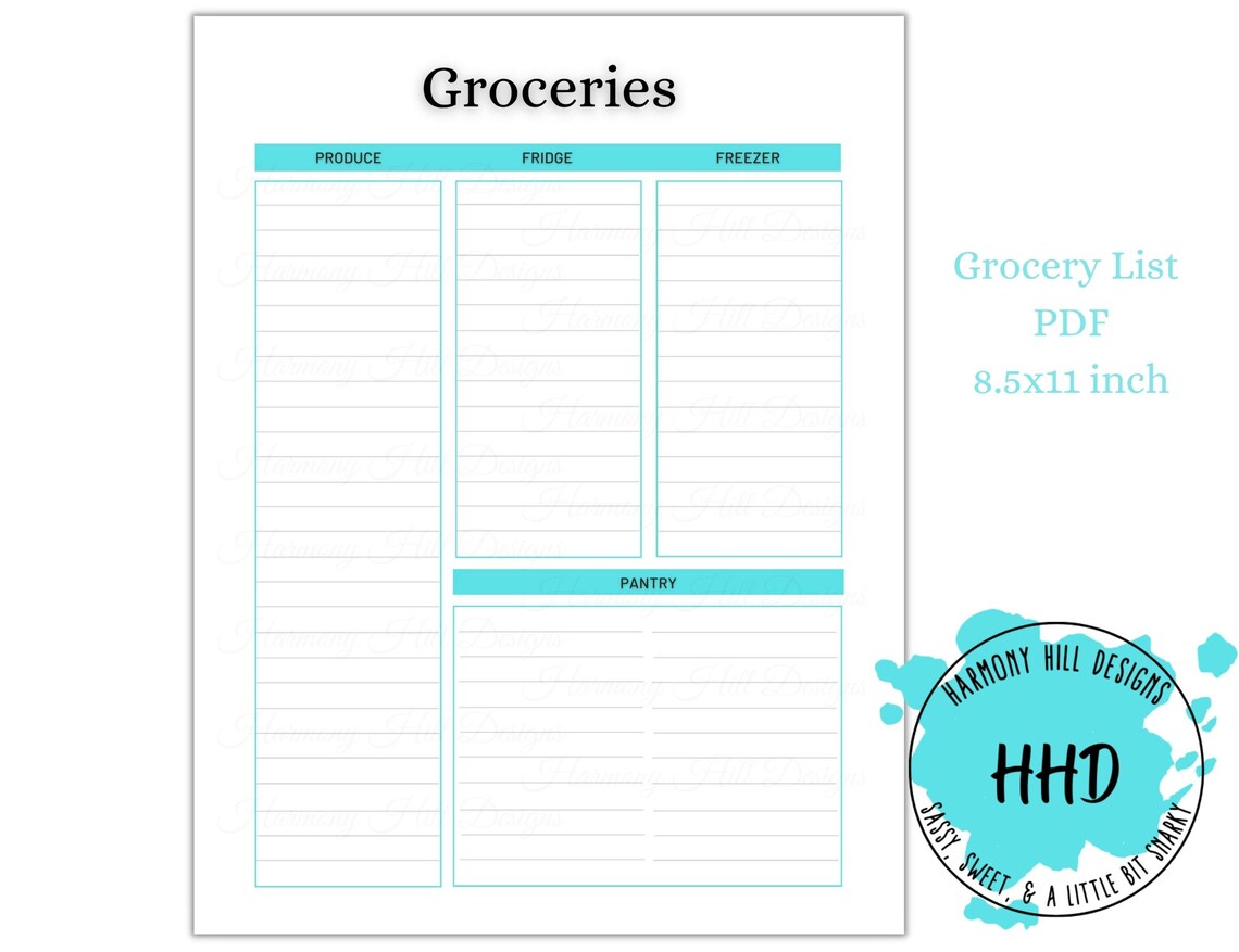 Printable Organization, Printable Weekly Meal Planner, Grocery List ...