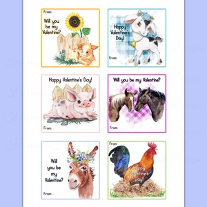 Farm Animal Valentine Cards, Printable Farm Animal Valentines ...