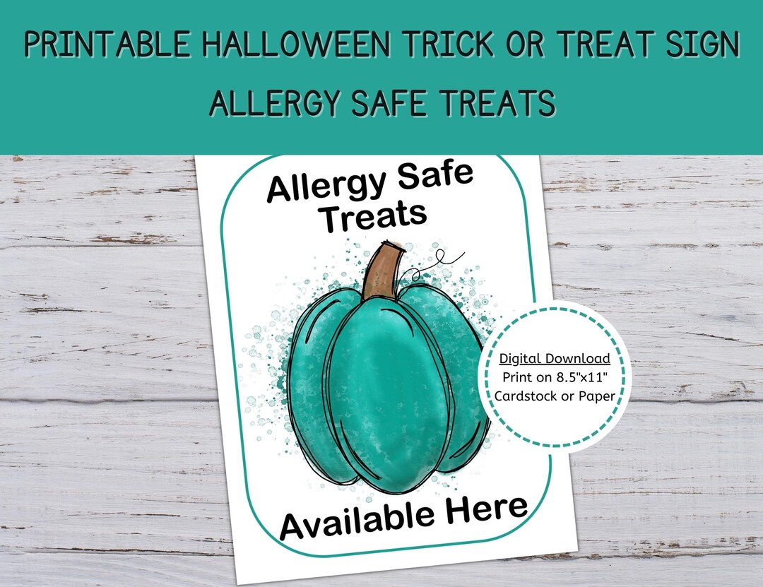 Halloween Allergy Sign, Trick or Treat Printable, Allergy Safe Treats ...