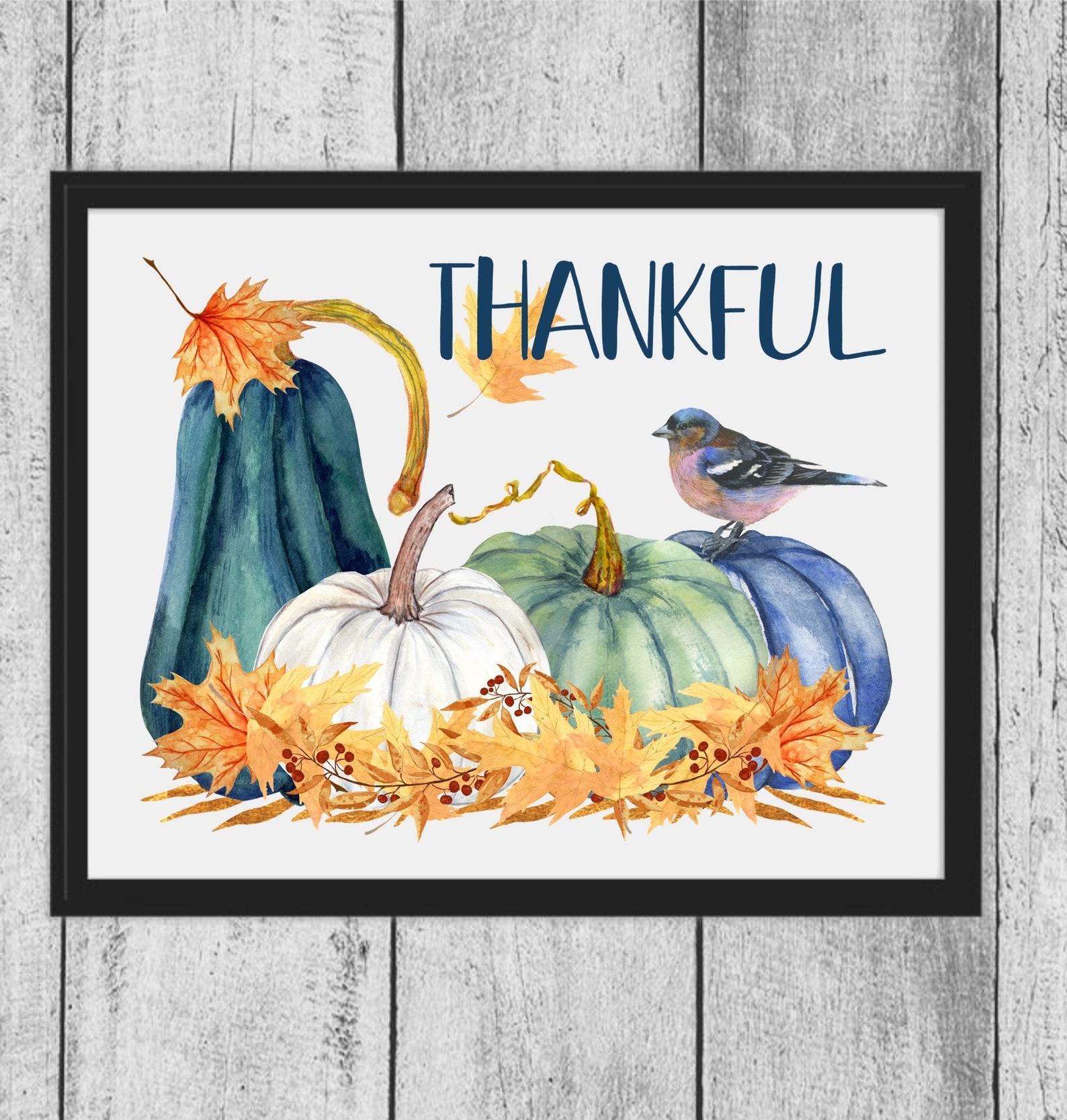 Thankful Printable, Thankful Print, Pumpkins Printable, Fall Wall Art ...