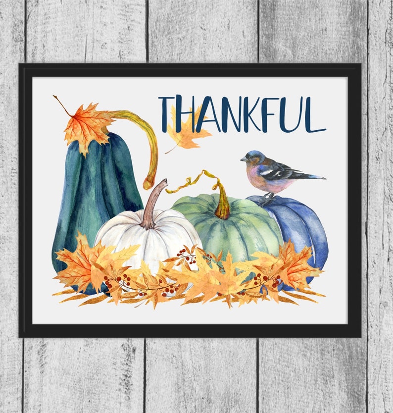 Thankful Printable, Thankful Print, Pumpkins Printable, Fall Wall Art ...