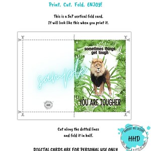 Encouragement Card, Printable You Are Tougher Card, Get Well Lion Card ...