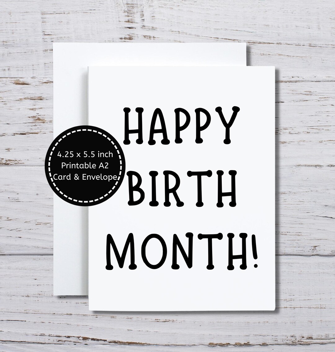 Happy Birth Month, Printable Birthday Card, Birthday Card for Special ...