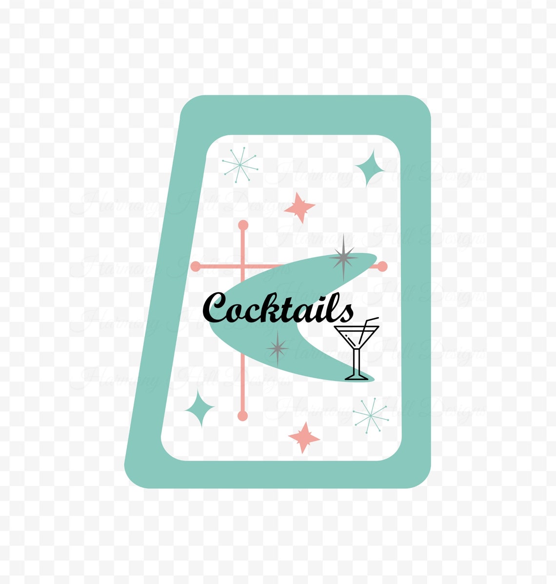 MCM Cocktails Sign PNG, Mid Century Modern Cocktails Printable Wall ...
