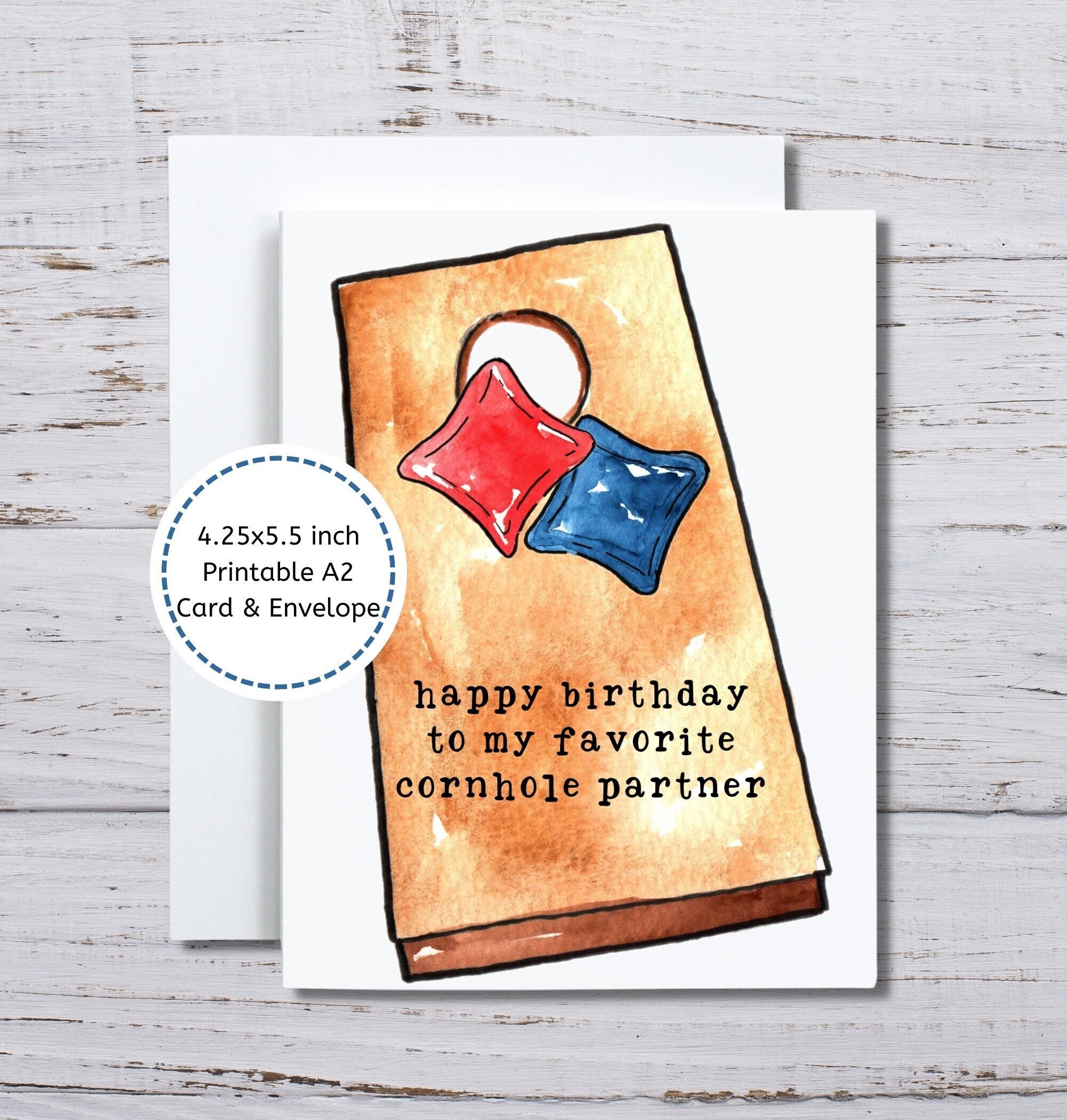 Cornhole Birthday Card, Printable Cornhole Card, Cornhole Partner Card ...