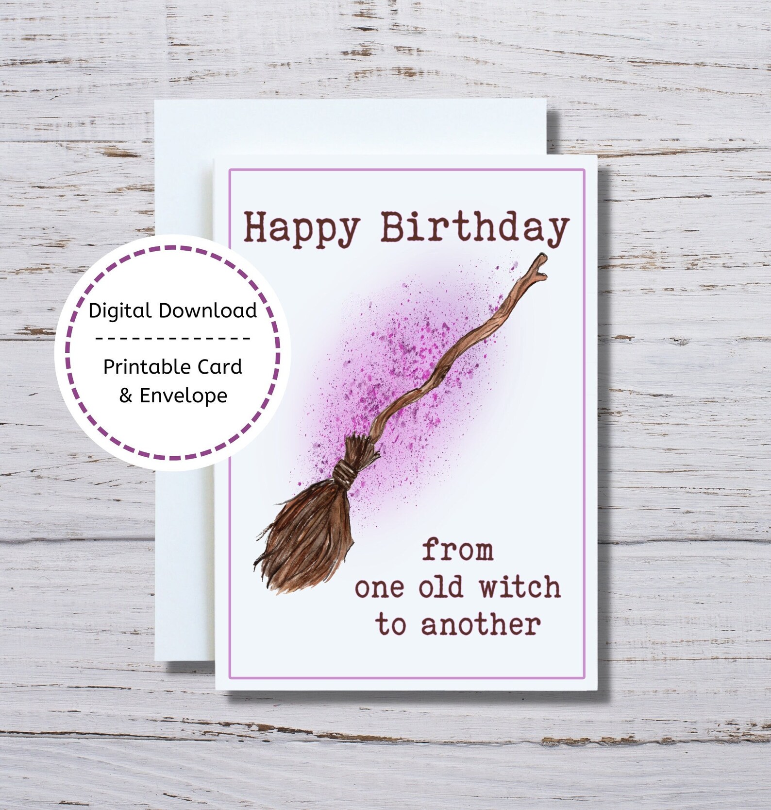 Witch Birthday Card, Old Witch Birthday Card, From One Old Witch to ...