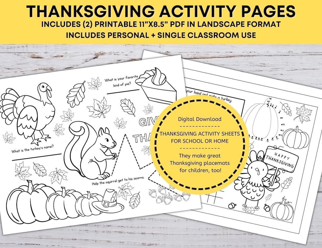 Printable Thanksgiving Placemat, Thanksgiving Coloring Page ...