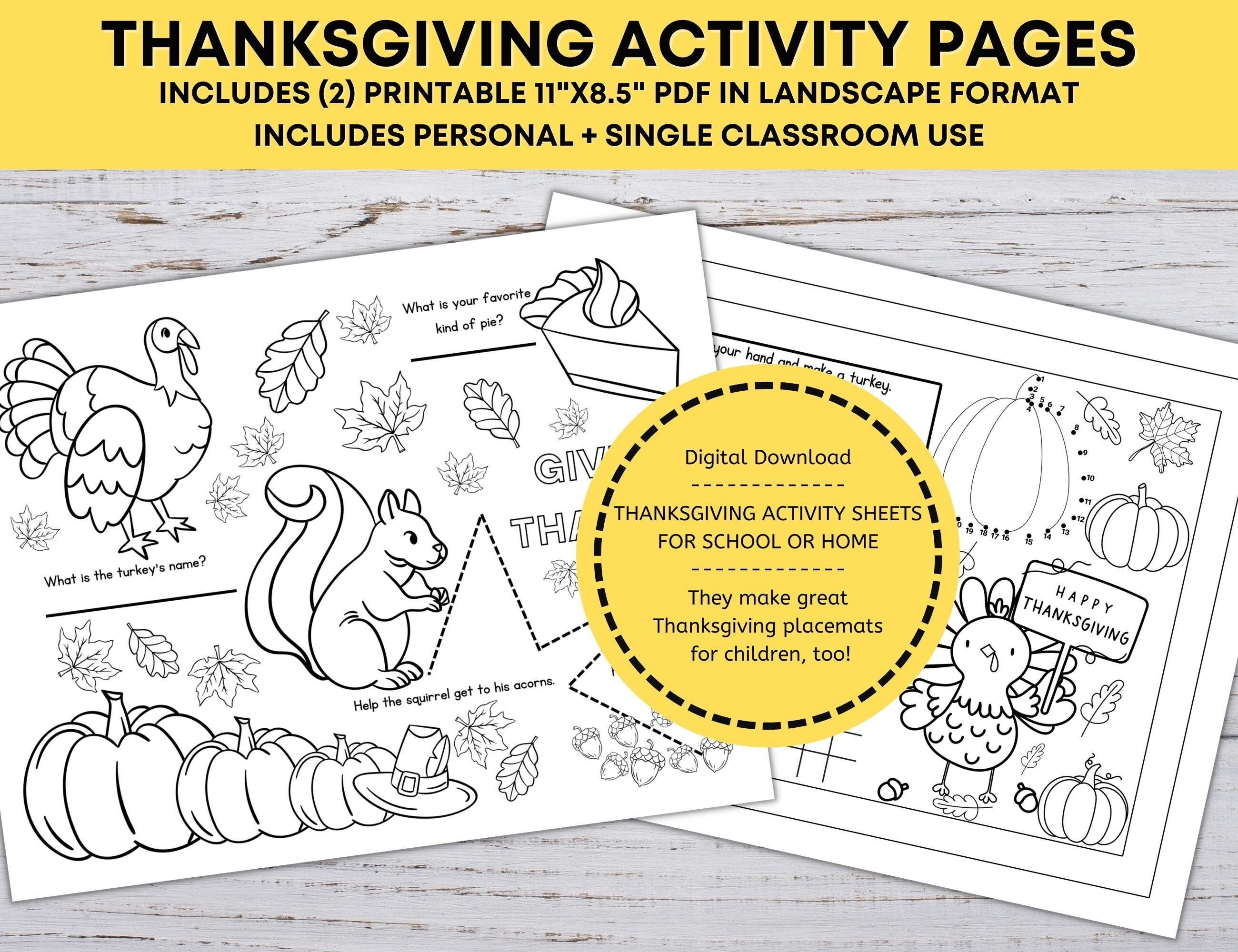 Printable Thanksgiving Placemat, Thanksgiving Coloring Page ...