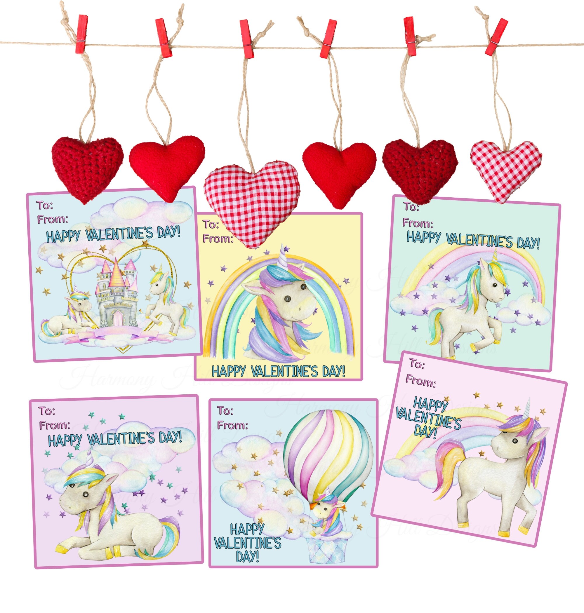 Unicorn Valentine Cards, Printable Unicorn Valentines for Class ...