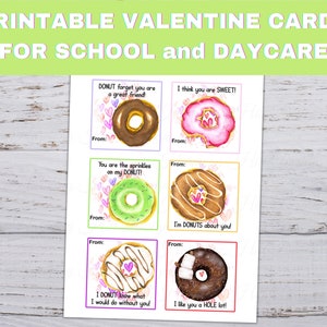 Donut Valentine Cards, Printable Donut Valentines, Printable Valentine ...
