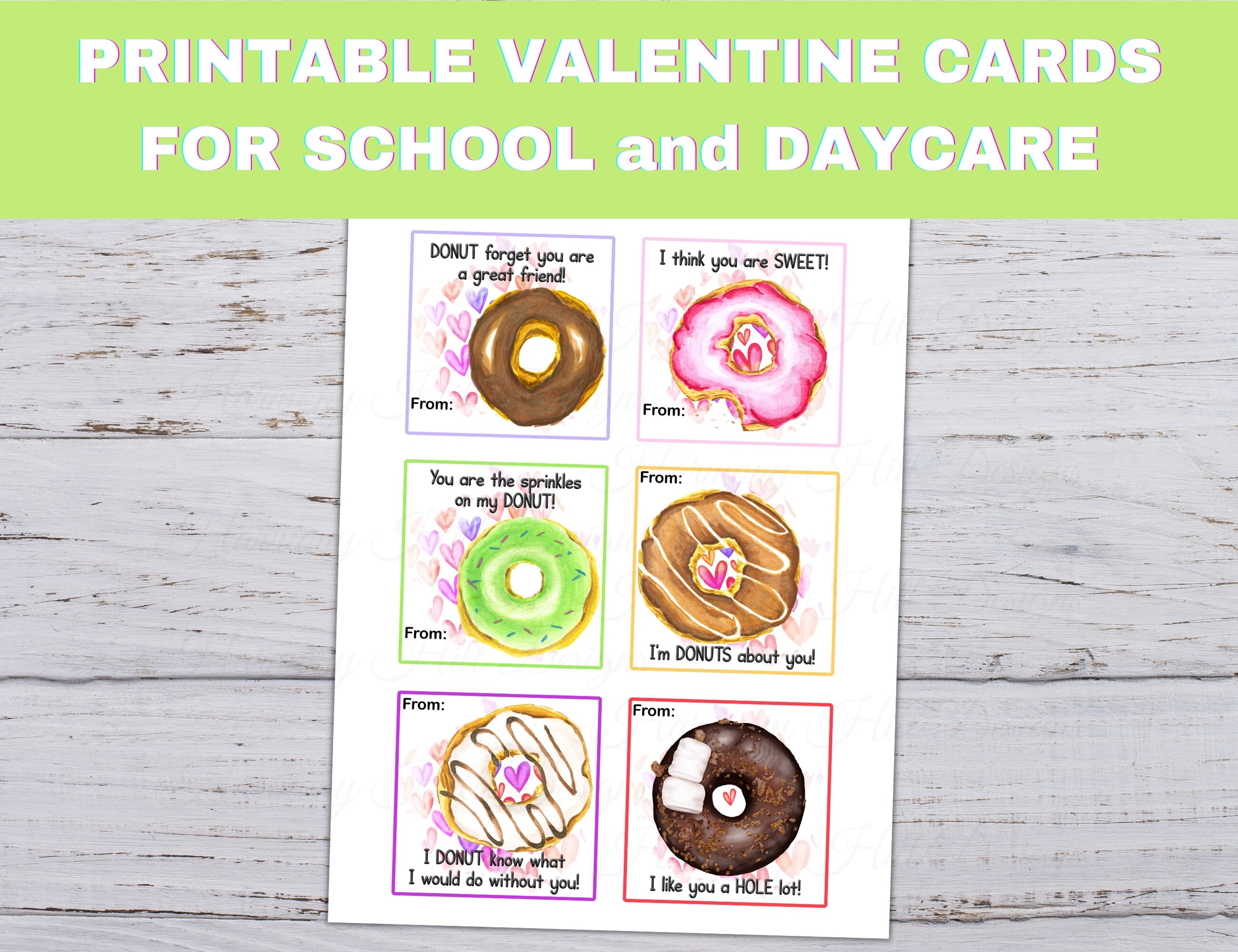 Donut Valentine Cards, Printable Donut Valentines, Printable Valentine ...