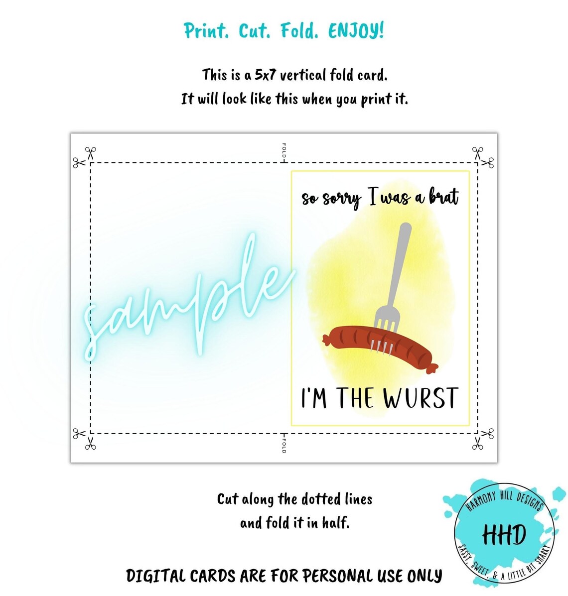 I'm Sorry Card, Punny Sorry Card, Printable I'm Sorry Card, Funny I'm ...