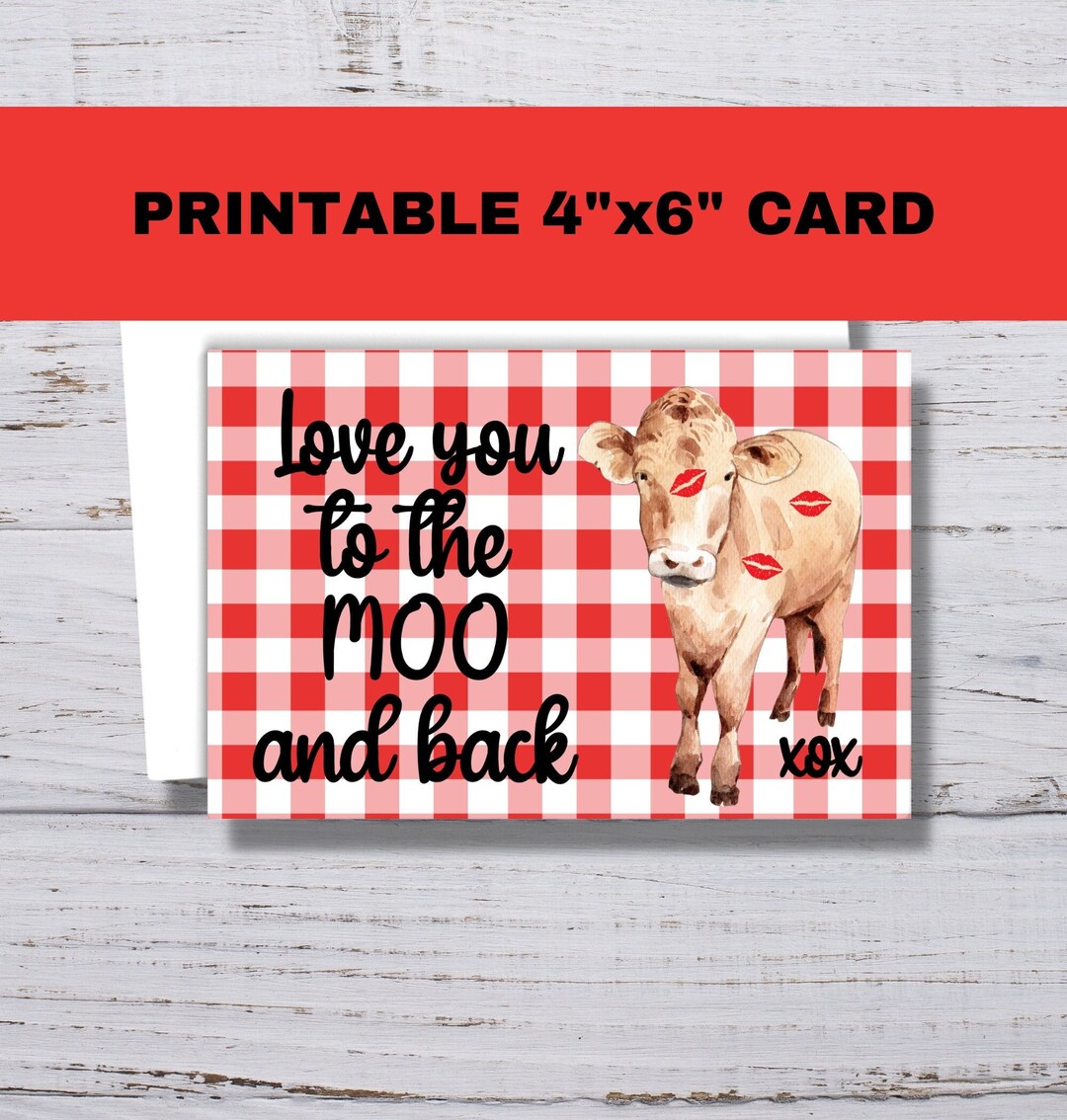 Cow Card, Cow Valentine Card, Printable Cow Card, Funny Cow Card, Love ...