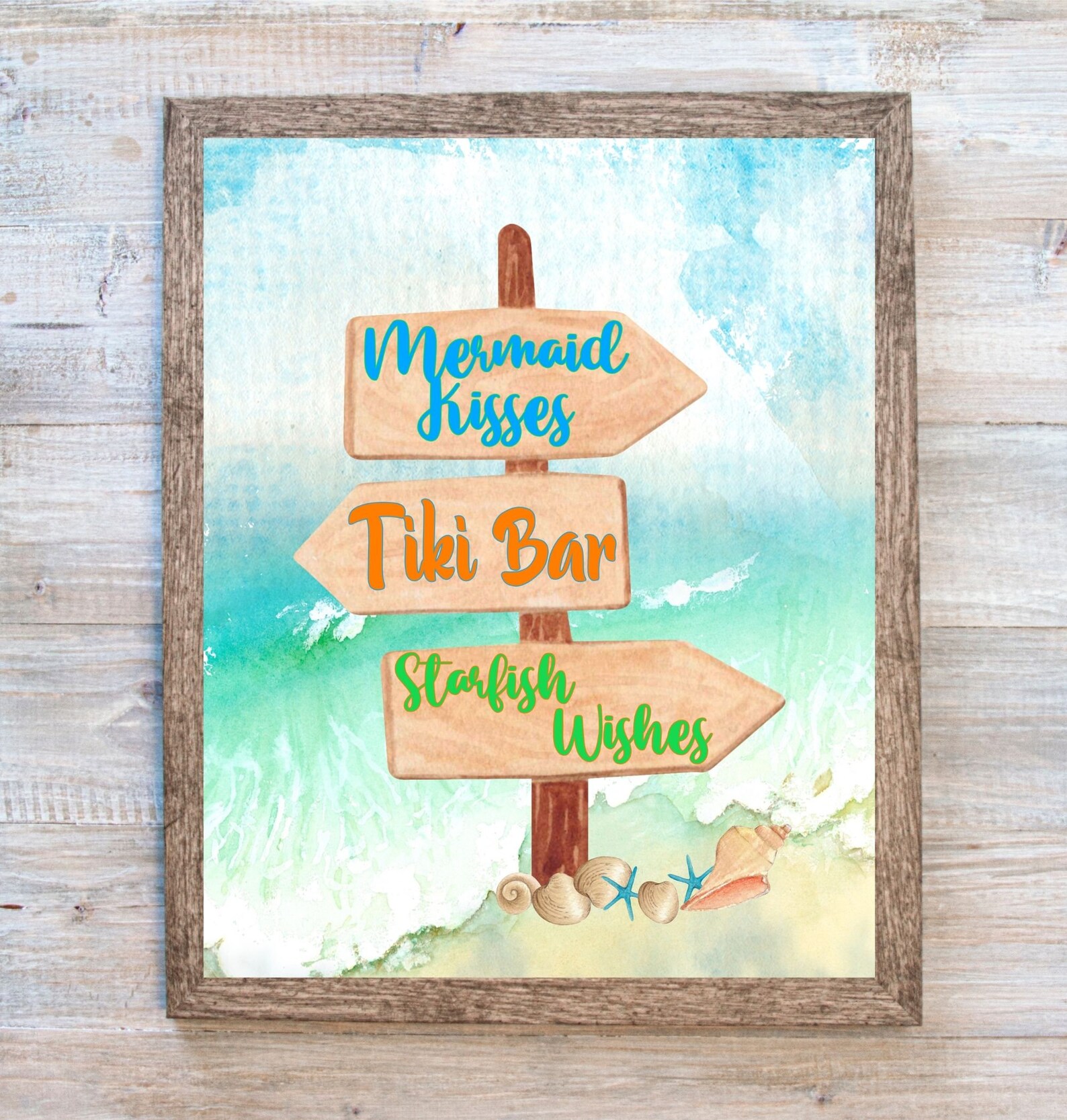Beach Printable, Beach Signs Print, Mermaid Kisses Printable, Starfish ...