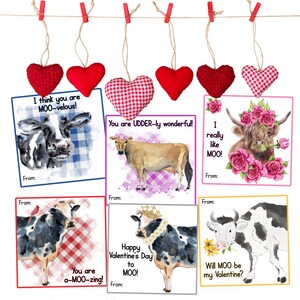 Cow Valentine Cards, Printable Cow Valentines, Printable Cow Valentine ...