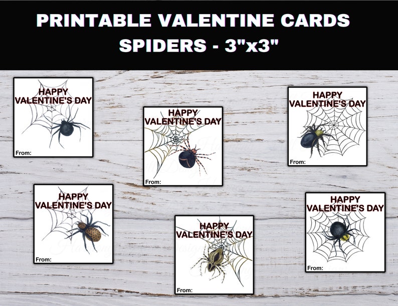 Spiders Valentine Cards, Printable Spiders Valentines, Printable ...