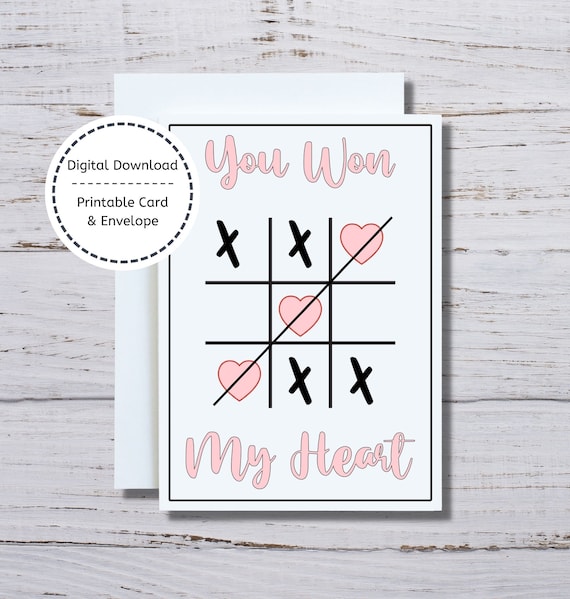 You Won My Heart Card 5x7 Printable Card Valentine Tic Tac | Etsy