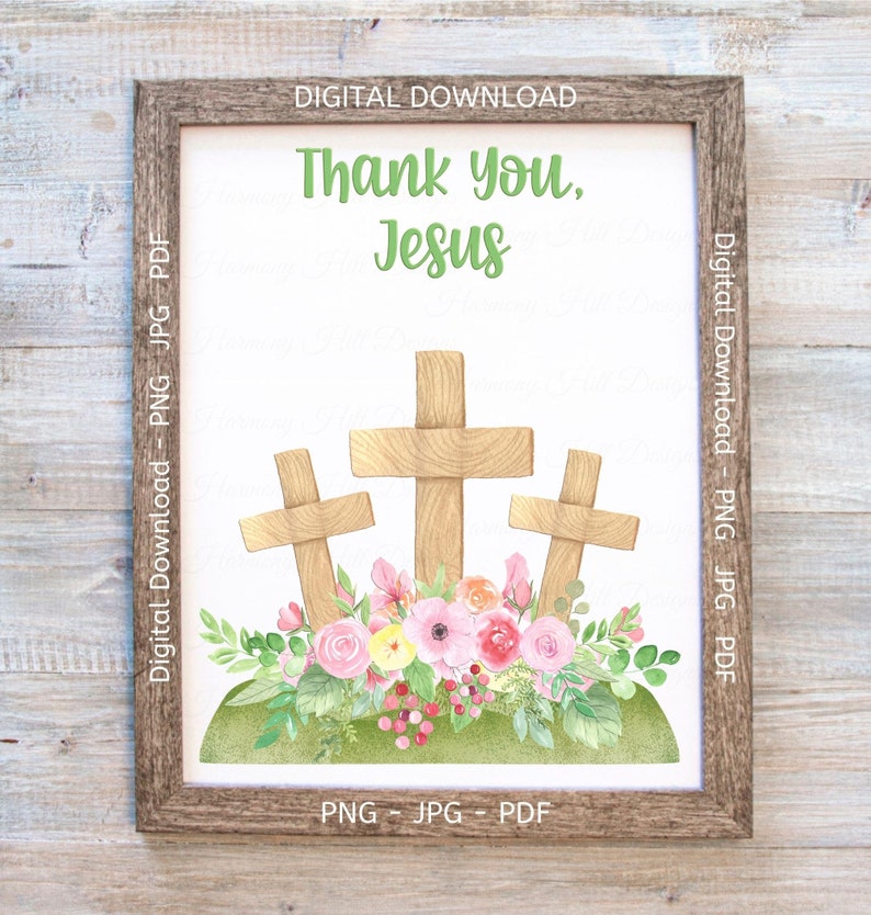 Thank You Jesus, Easter Decor, Christian Easter Wall Art, Easter ...