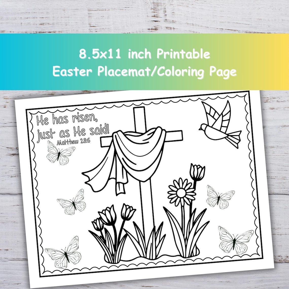 Printable Easter Placemat, Christian Placemat, Christian Easter ...