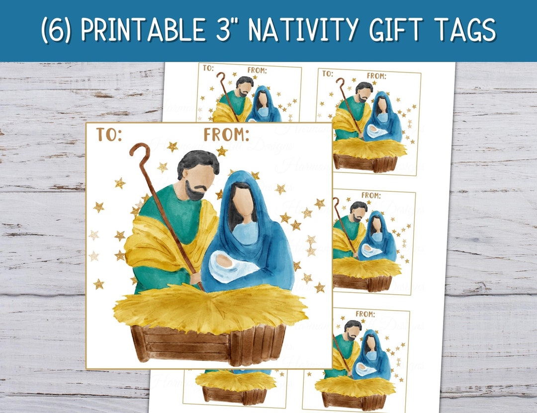Nativity Gift Tags, Holy Family Gift Tags, Baby Jesus Printable Gift ...